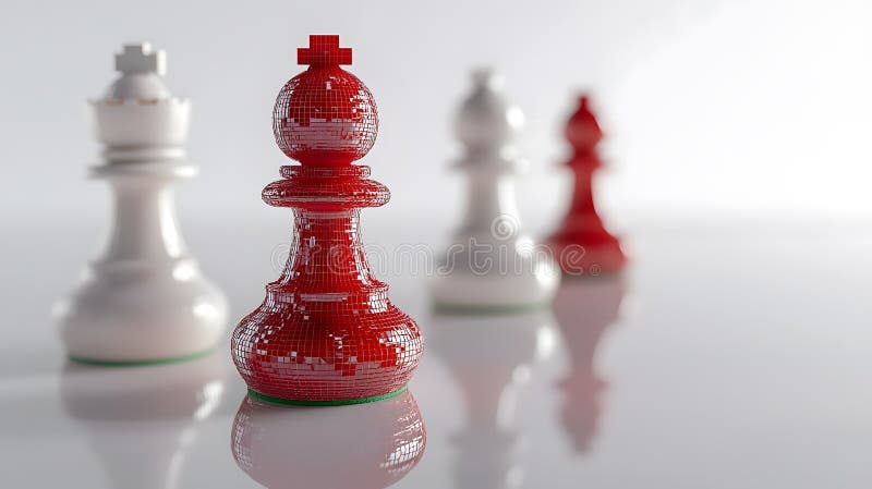 Red Chess Piece Stands Out among White Pieces. Stock Illustration ...