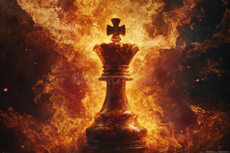 A Red Chess Piece is Surrounded by Fire Stock Illustration ...