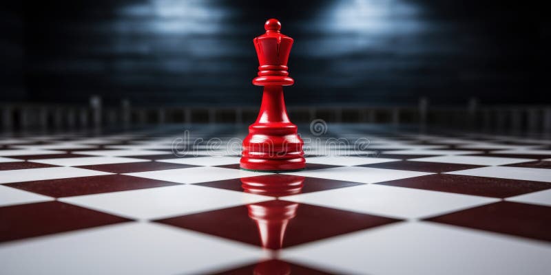 Red Chess Queen on a Dramatic Chessboard Stock Illustration ...