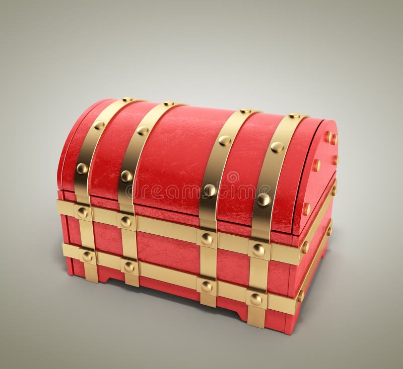 Red Chest Empty 3d Render on Gradient Background Stock Illustration ...