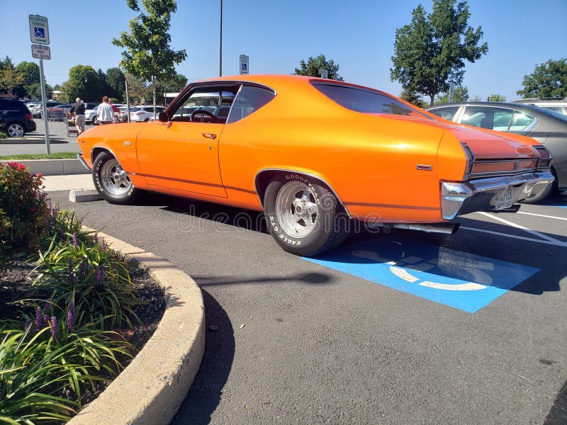 Red 1969 Chevrolet Chevelle SS 396 Parked in a Handicapped Parking ...