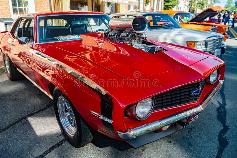 Red Chevrolet 396 Retro Race Car with a Boosted Engine Editorial Photo ...