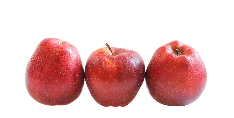 Red Chief Apples. Three Red Apples in Row Isolated on White. Stock ...
