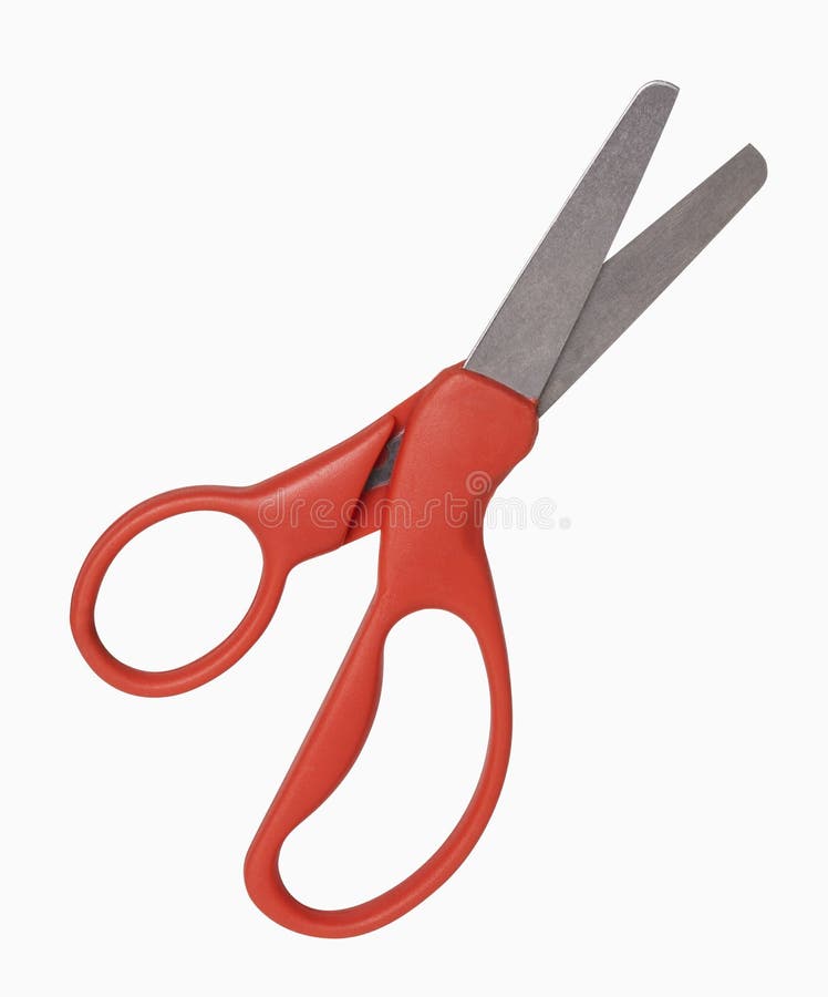 Red Children S Safety Scissors Stock Image - Image of education, path ...