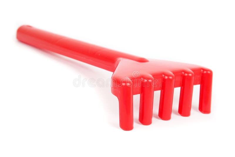 Red Children S Toy Rake for the Sandbox Stock Photo - Image of ground ...