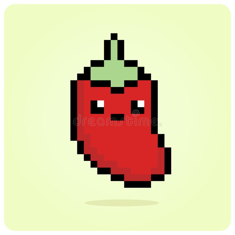 Red Chili 8 Bit Pixels. Character Vegetable in Vector Illustration ...