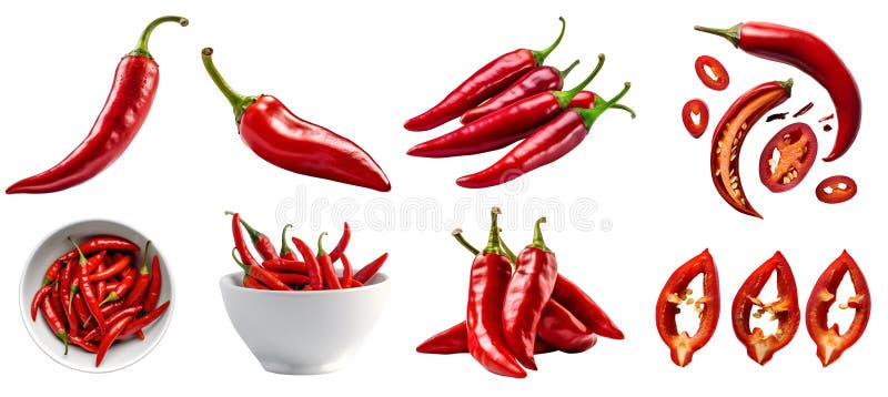 Red Chili Chilli Chilies Pepper Fruit Vegetable, Many Angles View Side ...