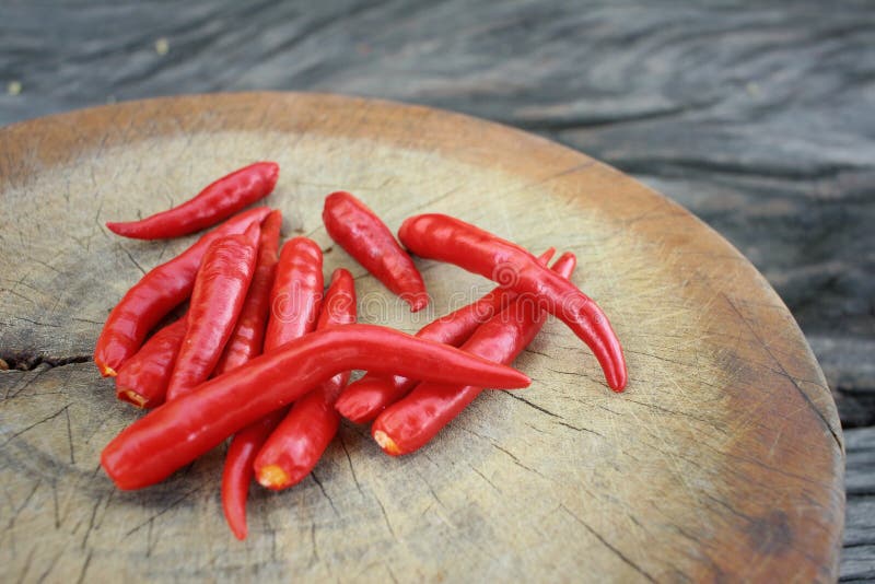 Red Chili On Wood Chopping Block Stock Photo - Image of cook, healthy ...