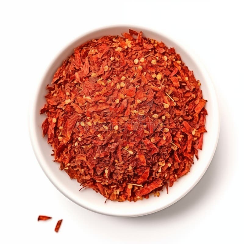 Red Chili Flakes in White Bowl Stock Illustration - Illustration of ...