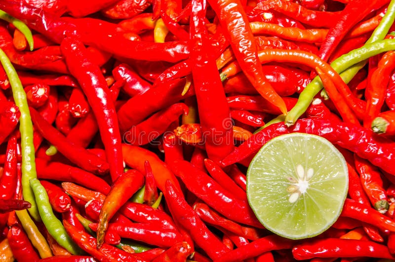 Red chili and lemon stock image. Image of seasoning, eating - 94251681