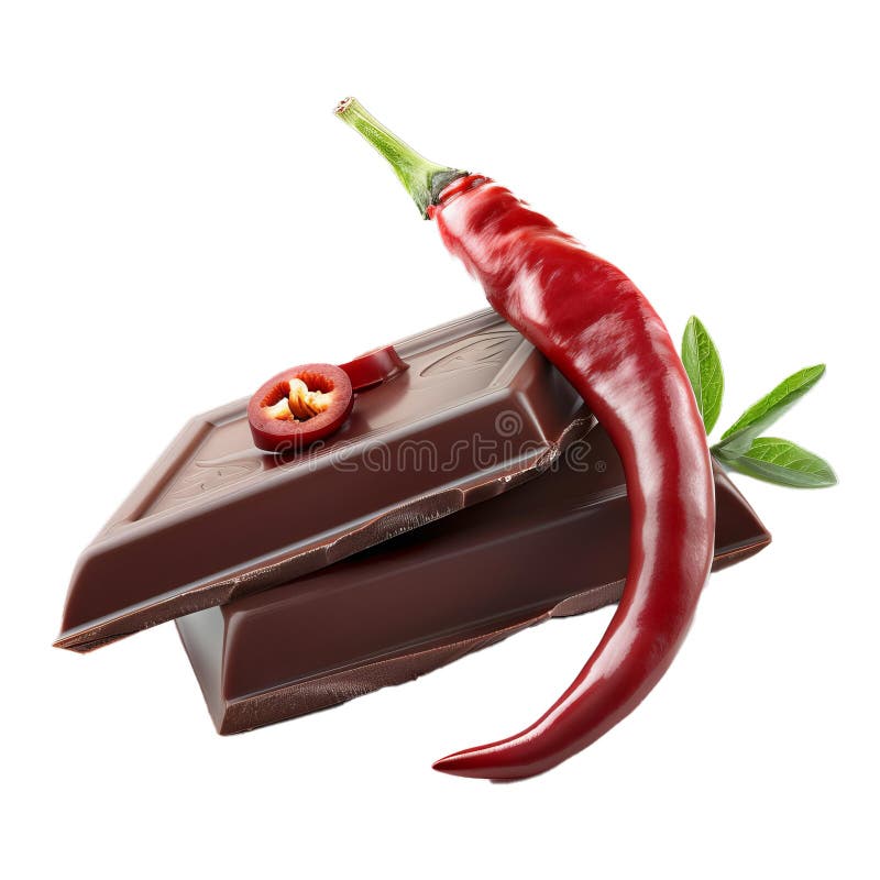 Red Chili Pepper Balancing on Two Bars of Dark Chocolate Stock Photo ...