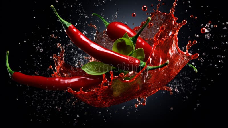 A Red Chili Pepper Creating a Spicy Splash in Salsa Stock Illustration ...