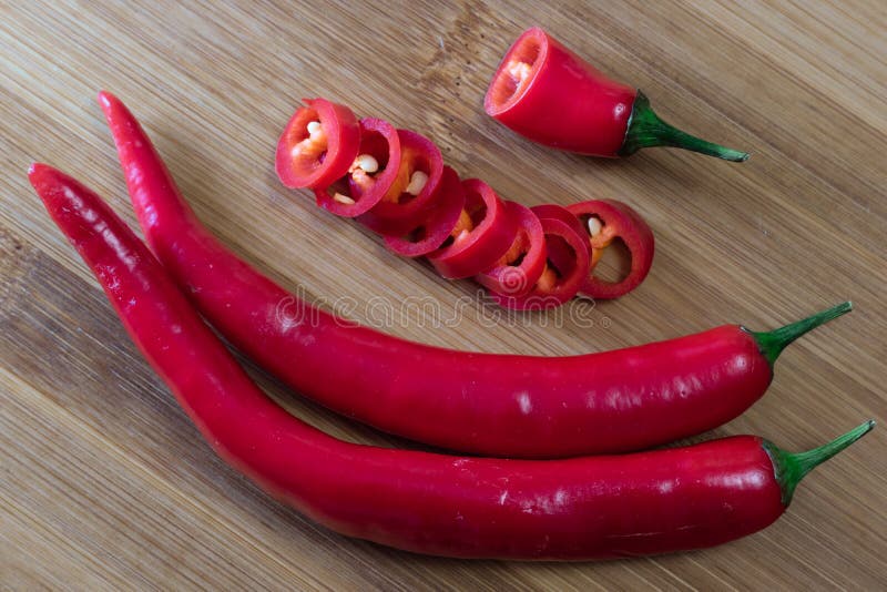 Red Chili Pepper Cutting Slieces Stock Photo - Image of food, pepper ...