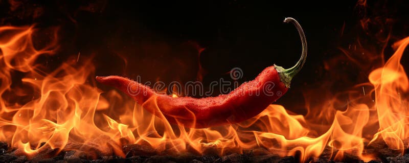 Red Chili Pepper on Fire with Dramatic Flames Stock Photo - Image of ...