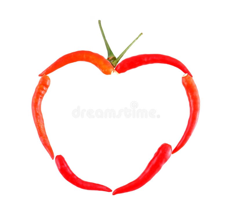 Red Chili Pepper Heart Shape Isolated Stock Image - Image of fruit ...