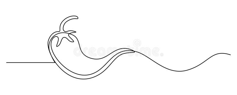 Red Chili Pepper in One Continuous Line Drawing. Hot Mexican Spice in ...