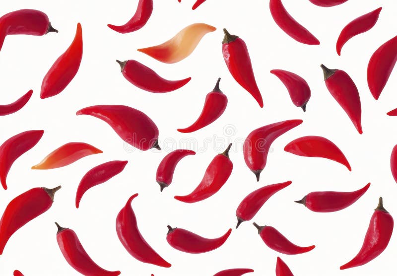 Red Chili Pepper Pattern on White Background Stock Illustration ...