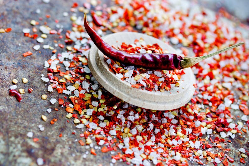 Red chili pepper salt stock image. Image of oriental - 104532609