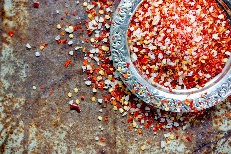 Red chili pepper salt stock image. Image of flake, healthy - 104532675