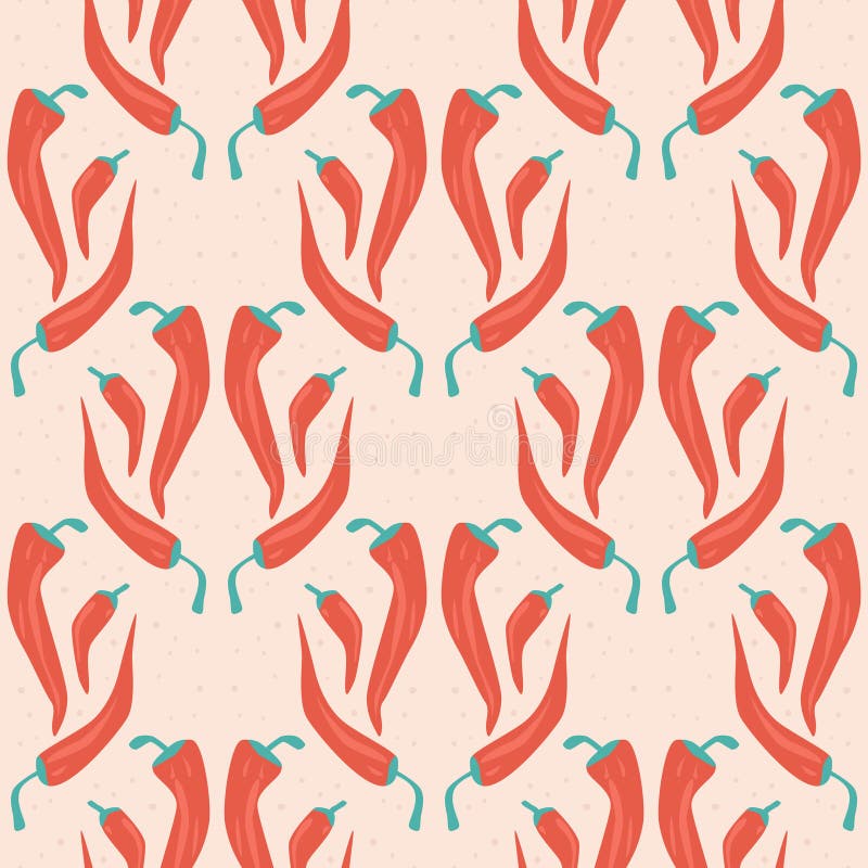 Red Chili Pepper Seamless Pattern. Vector Flat Illustration Stock ...