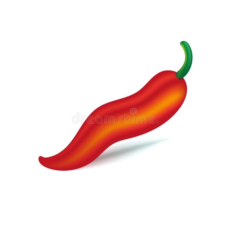 Red Chili Pepper with Shadow. Isolated on White Background. Vector ...