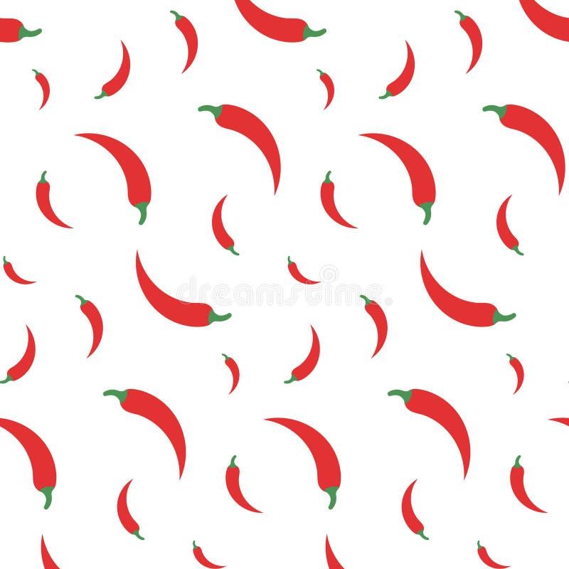 Red Chili Pepper on White Seamless Pattern Stock Vector - Illustration ...