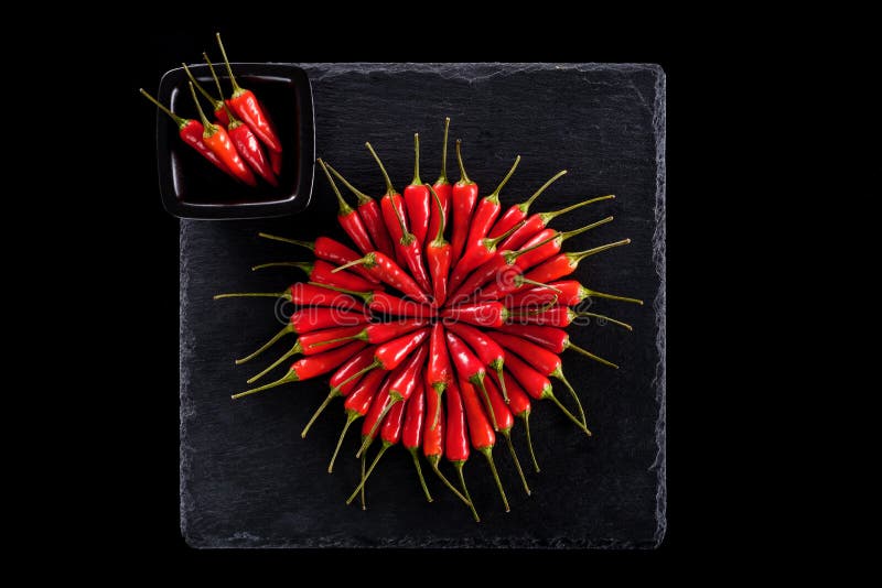 Red Chili Peppers Decorative Circle and Plate Stock Photo - Image of ...