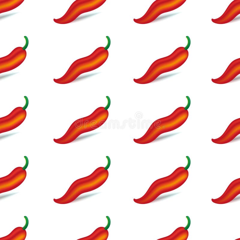 Red Chili Pepper with Shadow. Isolated on White Background. Vector ...