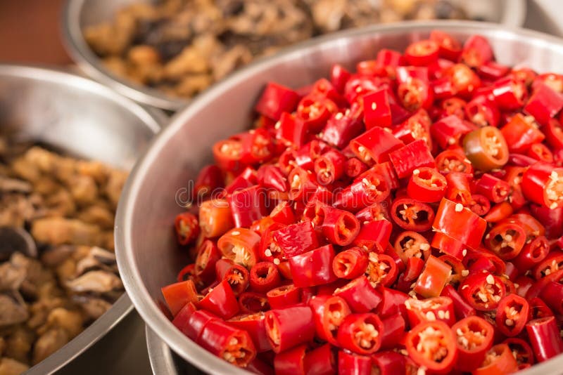 Red Chili Peppers, Split Closeup View Stock Image - Image of colorful ...