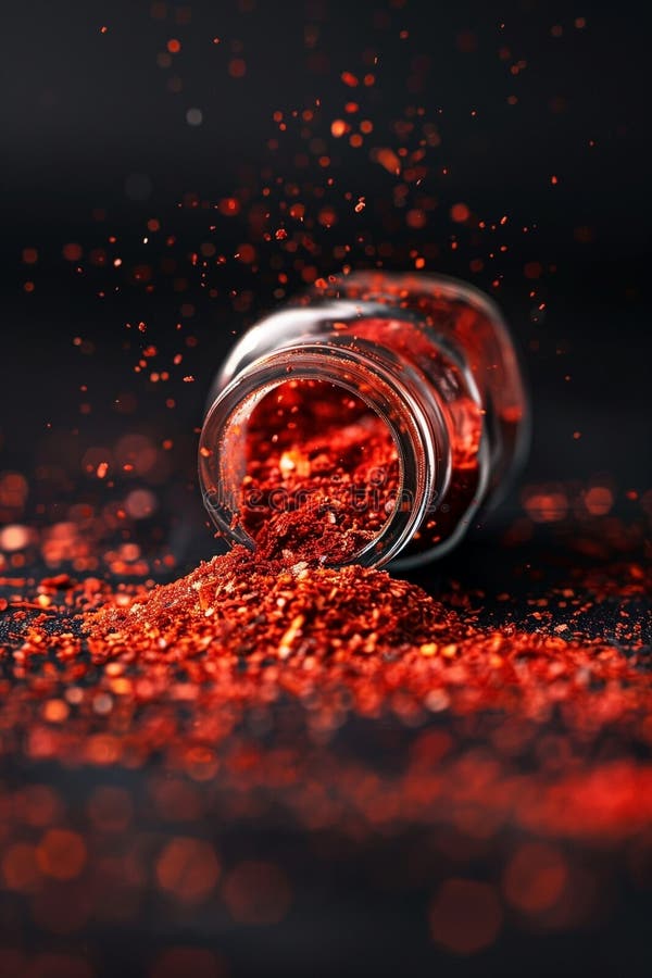 Red Chili Powder Spilled from the Glass Jar Ai Photo Stock Illustration ...