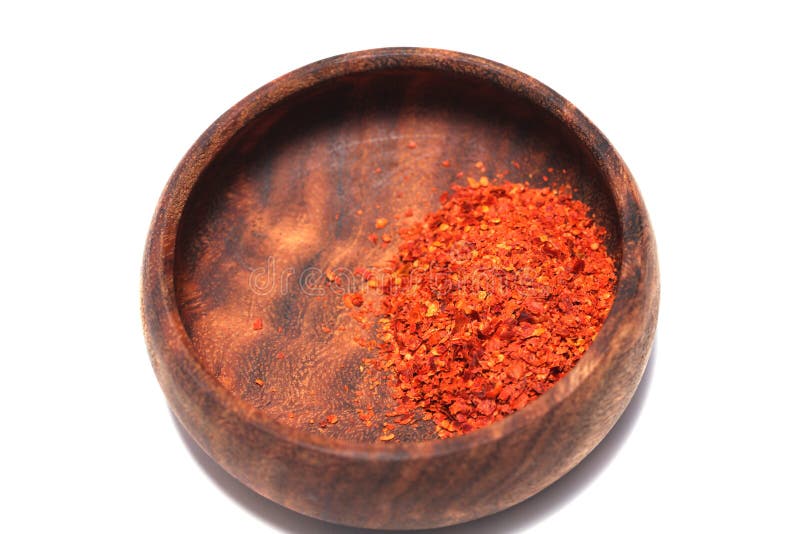 Chili Powder in a Wooden Bowl Stock Image - Image of organic, heat ...