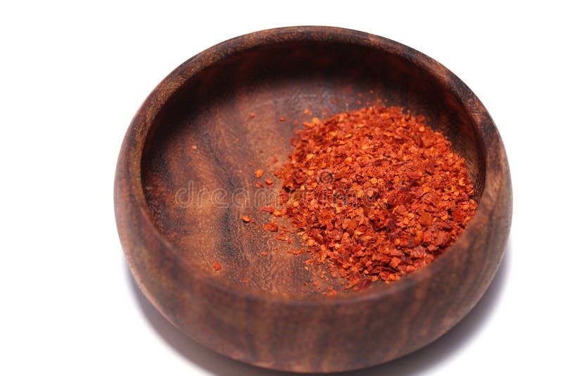 Chili Powder in a Wooden Bowl Stock Photo - Image of aroma, paprika ...