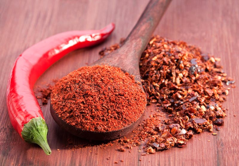 Red chili and sweet pepper stock photo. Image of spoon - 18423218