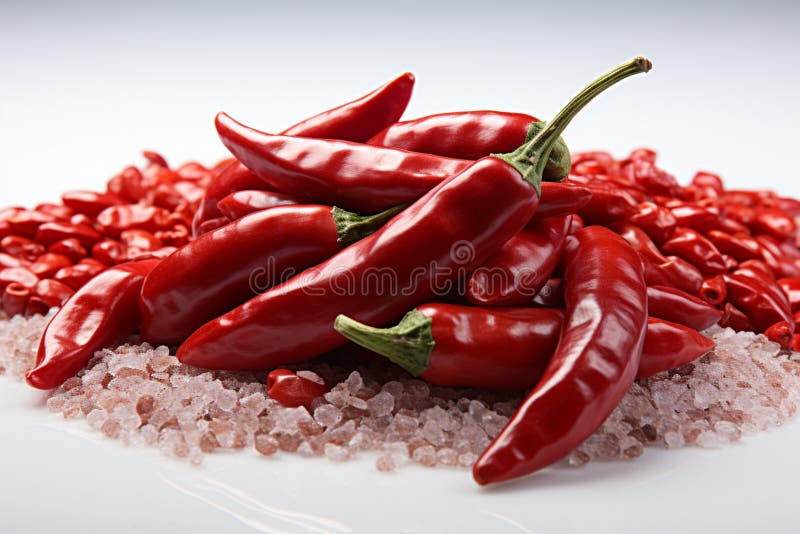 Red Chilli Flake on White Background Stock Illustration - Illustration ...