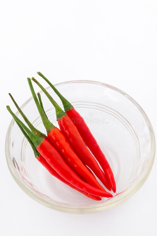 Red chilli in glass bowl stock photo. Image of collection - 49086864