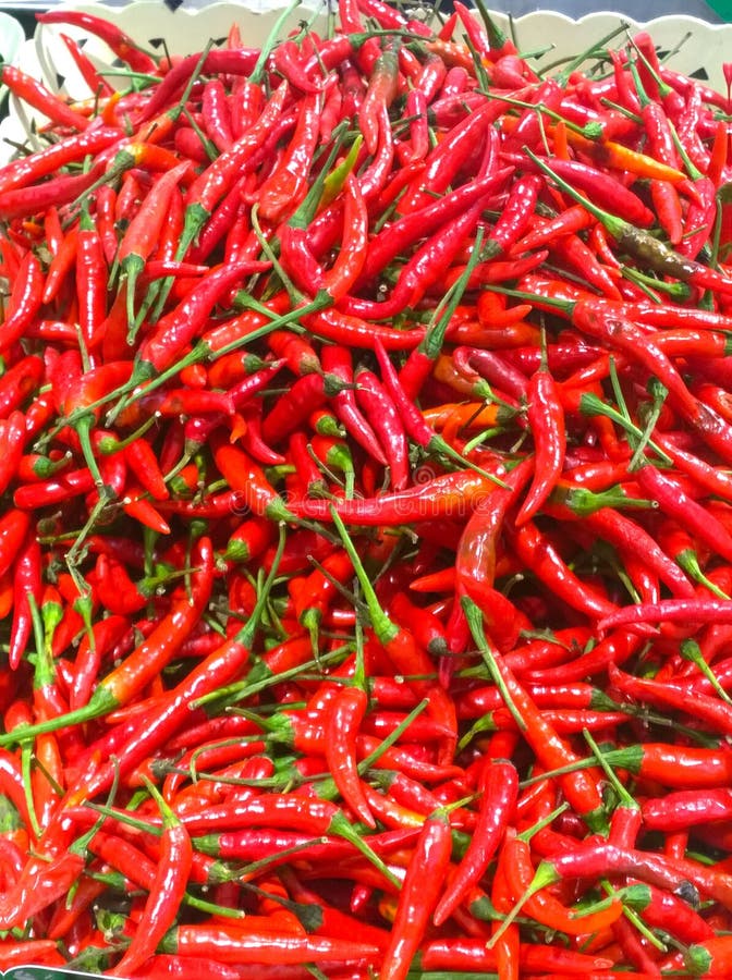 The Red chilli in a market stock photo. Image of filter - 75700016