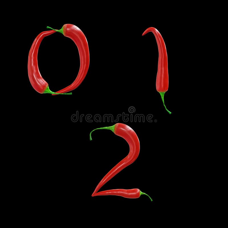 Red Chilli Pepper Capital Letters Alphabet - Digits 3-5 Stock ...