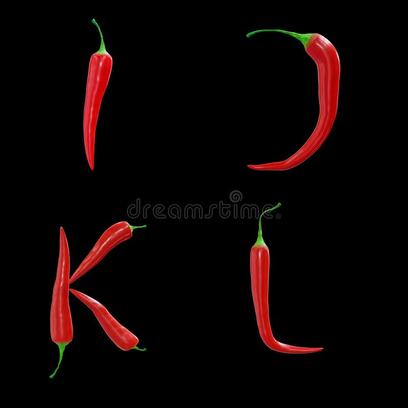 Red Chilli Pepper Capital Letters Alphabet - Letters I-L Stock ...