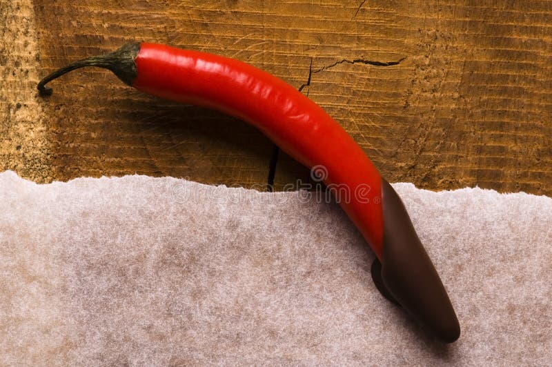 Red Chilli Pepper with Dark Chocolate Stock Photo - Image of dark ...