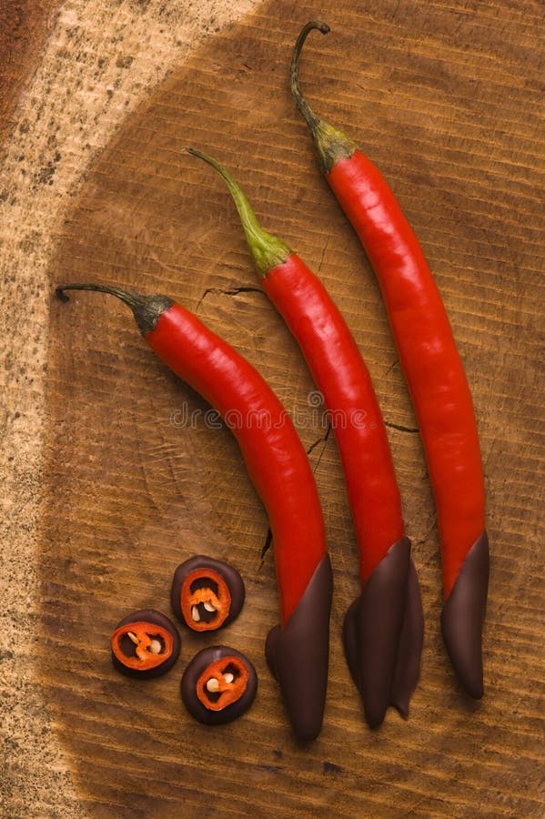 Red Chilli Pepper with Dark Chocolate Stock Image - Image of tasty ...