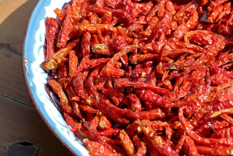 Nepalese Chili on a Plate Drying in the Sun Stock Image - Image of meal ...