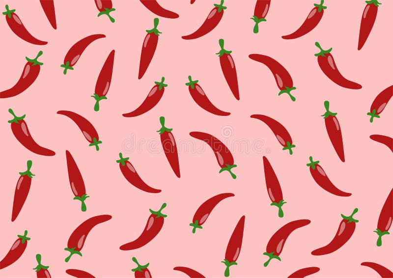 Red Chilli Pepper Seamless Pattern on Light Red Background Stock Vector ...