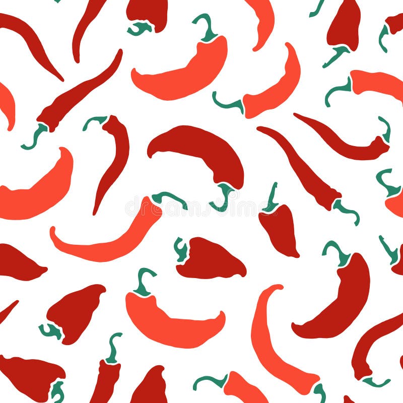 Red Chilli Pepper Seamless Pattern. Stock Vector - Illustration of ...
