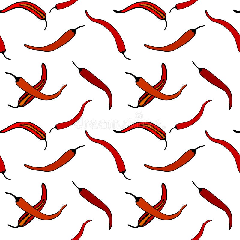 Red Chilli Peppers Seamless Pattern. Eps10 Vector Illustration. Stock ...