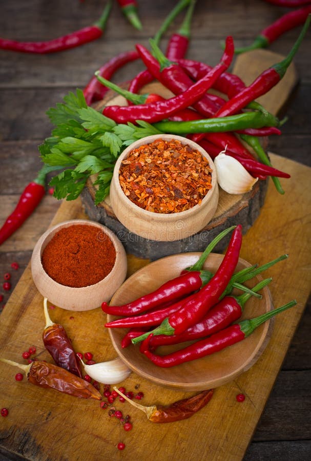 Red Chilli Peppers and Spices Stock Image - Image of spice, fresh: 43638675