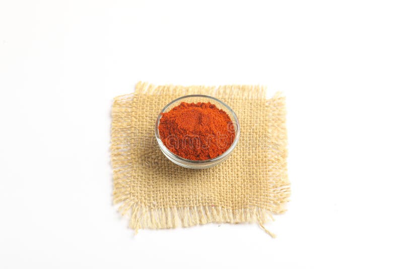 Red Chilli Powder in Glass Bowl on White Background Stock Image - Image ...