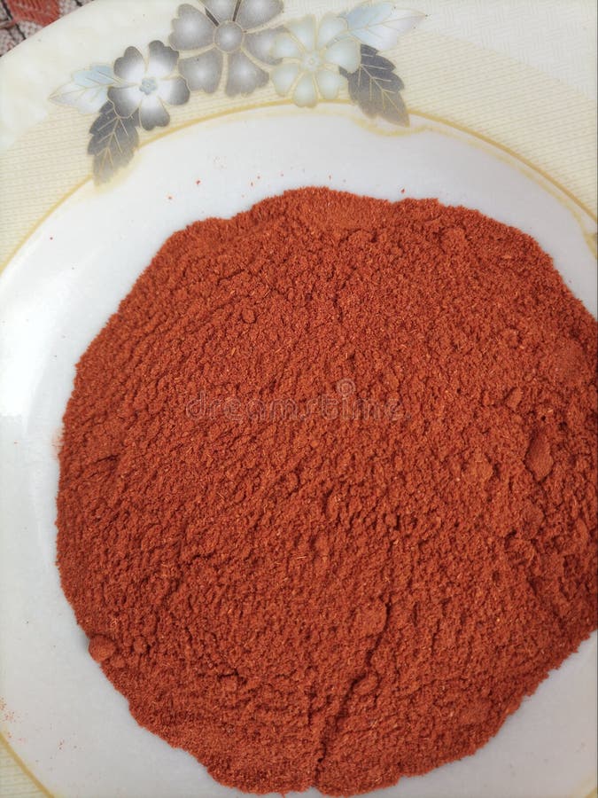 Red Chilli Powder Served in a Plate Stock Image - Image of plate ...