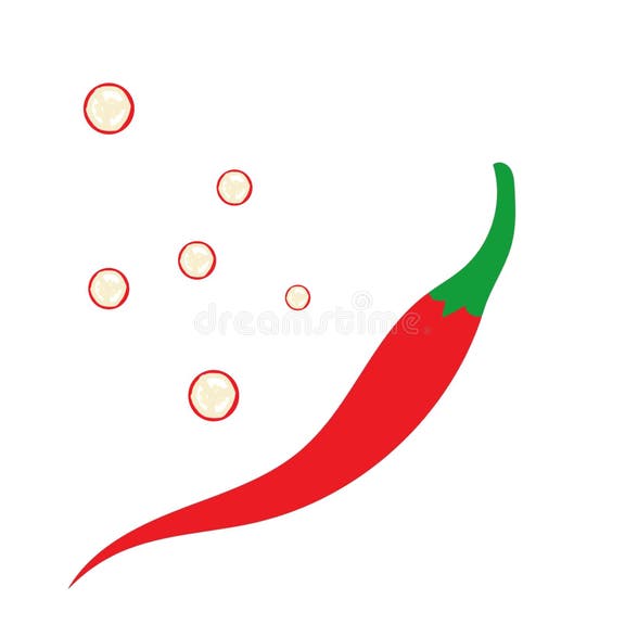 Red Chilli Sliced and Full - 1 Stock Illustration - Illustration of ...
