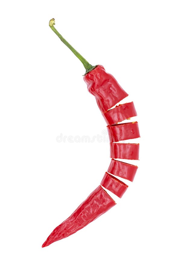 Red Chilli, Sliced. Isolated on White Stock Photo - Image of freshness ...