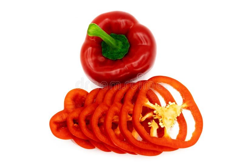 Red Chilli Slices Separated on a White Background Stock Photo - Image ...